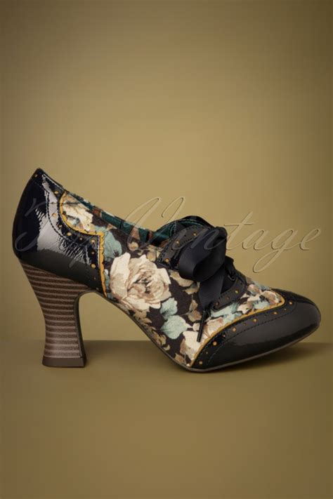 Ruby Shoo 40s Daisy Floral Booties In Night Blue Shop At Topvintage