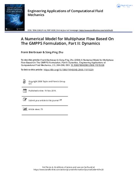 Pdf A Numerical Model For Multiphase Flow Based On The Gmpps Formulation Part Ii Dynamics