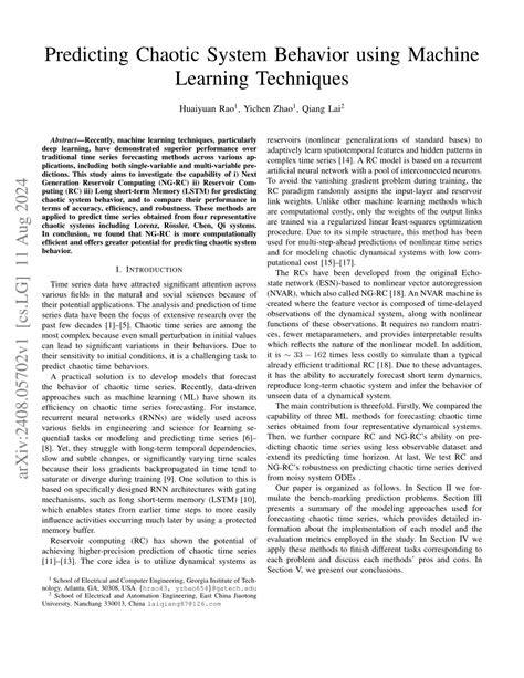 Pdf Predicting Chaotic System Behavior Using Machine Learning Techniques