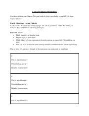 Identifying And Correcting Logical Fallacies Worksheet Analysis Course Hero