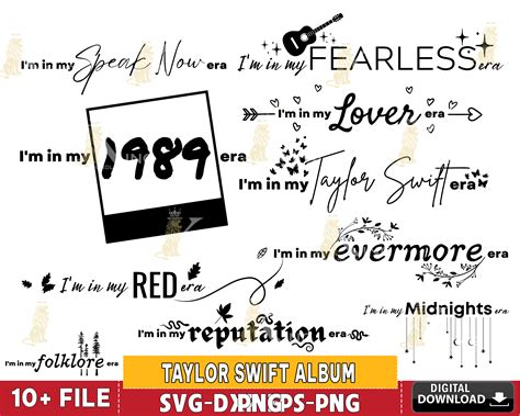 10 File Taylor Swift Album Bundle Svg Taylor Swift Inspired Inspire