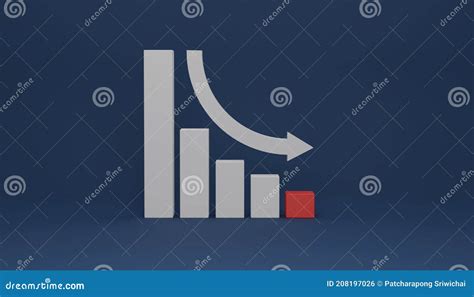 Decrease Graph With Point Down Arrow Concept Of Business Loss 3d