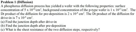 Get Answer Problem 1 Diffusion A Phosphorus Diffusion Process Has