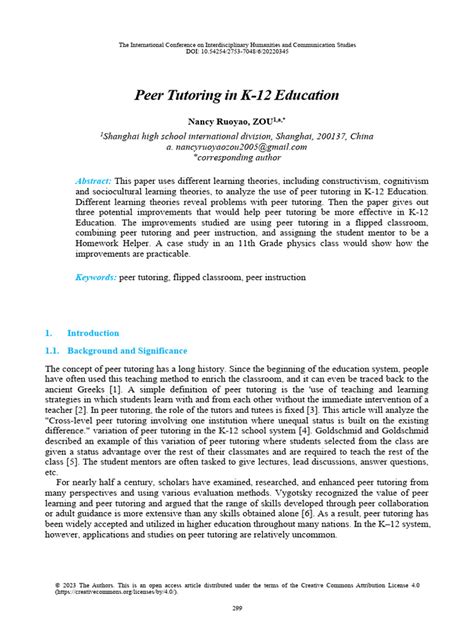 Peer Tutoring In K 12 Education Pdf Constructivism Philosophy Of