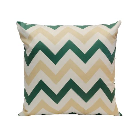 Almofada Quadrada Aveludada Zig Zah Verde Branco E Bege Camicado
