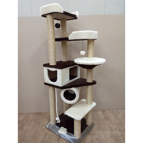 (ЗOOПOЛЮC-380) Многоярусный высокий комплекс для кошек с когтеточками ...