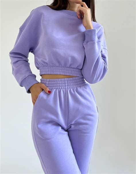 Купити Світшот короткий тринитка Мія з резинкою лавандовий з доставкою по Україні