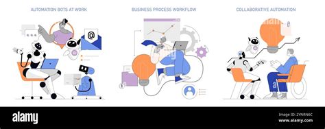 Business Automation Set Streamlined Teamwork With Ai Enhanced Workflow Efficiency Robots