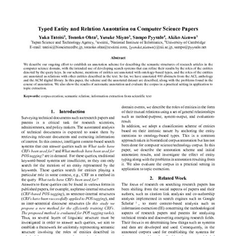 Typed Entity And Relation Annotation On Computer Science Papers Acl