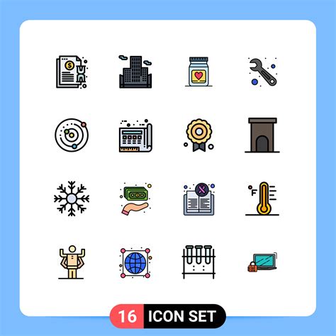 16 Thematic Vector Flat Color Filled Lines And Editable Symbols Of