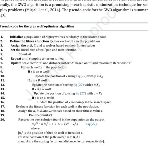 Pseudo Code For The Grey Wolf Optimizer Algorithm Download