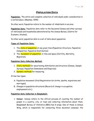 Population Data In The Context Of Bangladesh PDF