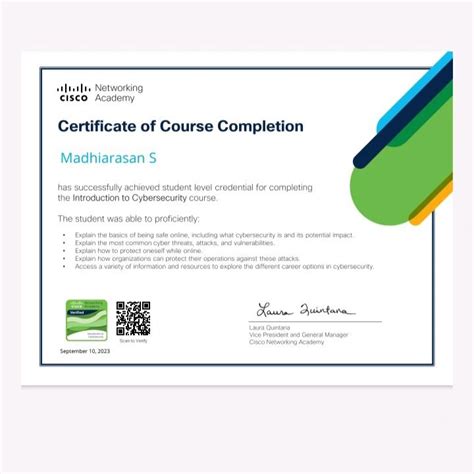 Madhiarasan S On Linkedin Certificate From Cisco To Me For Completion Of Introduction To