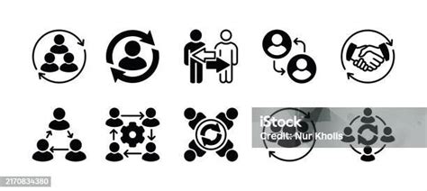비즈니스 팀 업데이트 플랫 아이콘 세트입니다 사람 그룹 사람 직원 직원 관리자 사람 리더 팀워크 커뮤니티 구성원 조직의 변화를 포함합니다 벡터 일러스트 레이 션 개발에 대한
