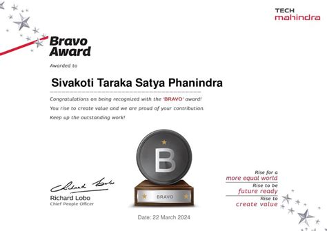 Sivakoti Taraka Satya Phanindra On Linkedin Bravoaward