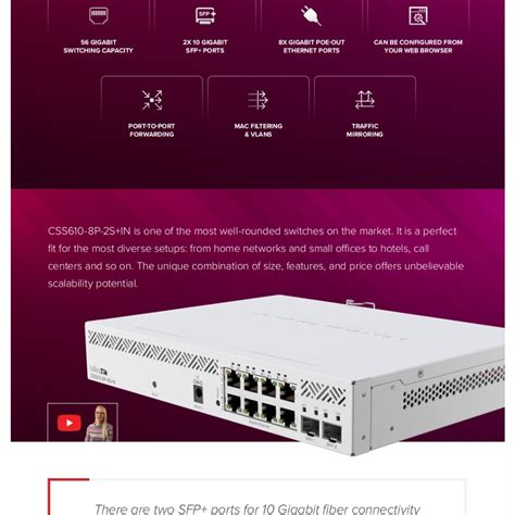 MikroTik CSS610 8P 2S IN Enterprise Smart Switch W 8 Gigabit POE Out Ports 2 10G SFP