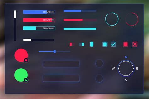 Dark Glowing Flat Gui Ui Kit Over 1200 Png