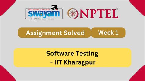 Software Testing Week NPTEL ANSWERS Nptel Nptel NPTEL YouTube