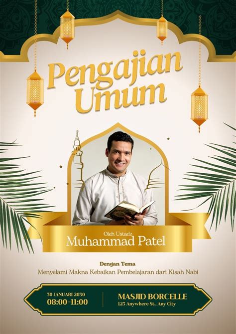 Poster Acara Pengajian Umum Template Canva Templates Custom Posters Poster Template