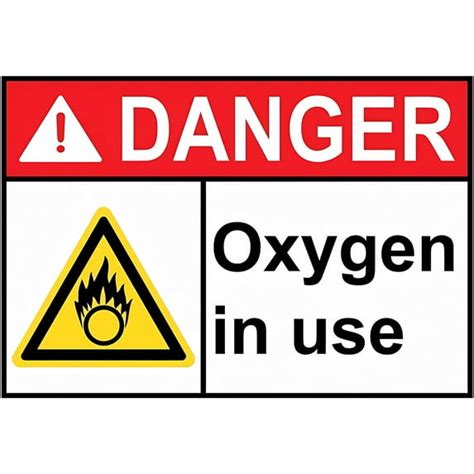 Ansi Danger Oxygen In Use With Symbol Gas Line Safety Warning Metal Tin