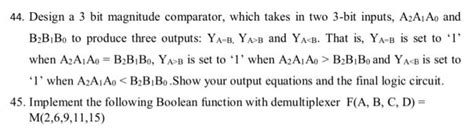 Solved Design A Bit Magnitude Comparator Which Takes Chegg