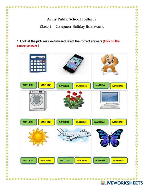 Class 1 Compute Free Interactive Worksheets 6871746