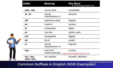 Suffix 30 Common Suffixes With Definition Examples More Information