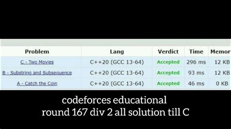 Codeforces Education Round 167 Solutions Rated For Div 2 Youtube