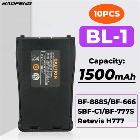 10pcs Baofeng BF 888S Walkie Talkie Battery BL 1 1500mAh Battery For BF 777S BF 666S BF C1 Two
