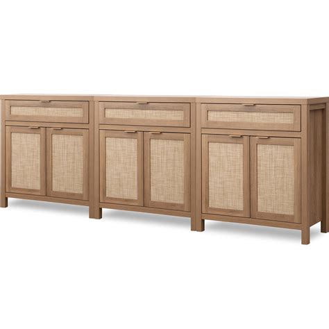 Sicotas Sideboard Buffet Cabinet Set Of 3 Rattan Credenza Storage