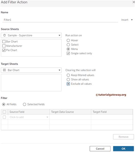Tableau Action Filters