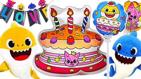아기상어와 엄마상어 아빠상어랑 팡팡풍선으로 핑크퐁 생일을 준비하자 핑키팝토이 Youtube