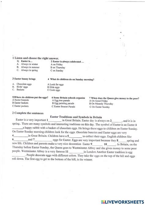 Easter 6 Online Exercise For Live Worksheets