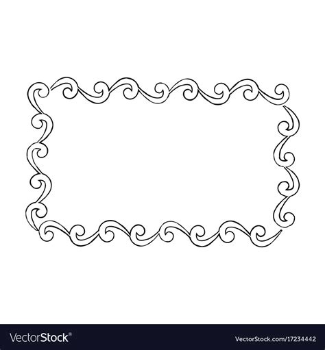 Curly Doodle Framework With Curved Borders Vector Image