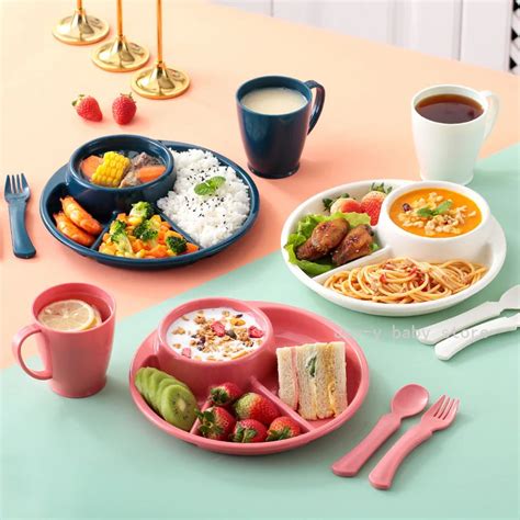 아기 그릇 스푼 포크 급식 식기 세트 어린이 요리 뜨거운 음식 훈련 플레이트 Bpa 프리 Aliexpress