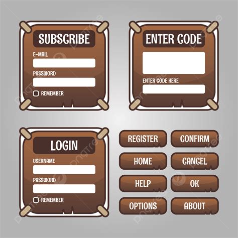 Rpg Game Vector Art Png Set Of Vector Game Menu Selection For Rpg And Adventure Game Gaming