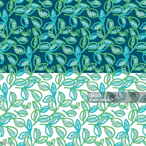 흰색 배경에 손으로 그린 초라한 스타일에 부드러운 봄 단풍 원활한 벡터 패턴 꽃 무늬 내츄럴 잎 은 종이 직물 배경 에 대 한