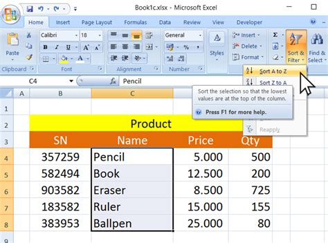 Memanfaatkan Fasilitas Sorting Microsoft Excel Yan Number 21 Hardware Software