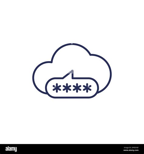 Password Access To A Cloud Icon Line Vector Stock Vector Image And Art