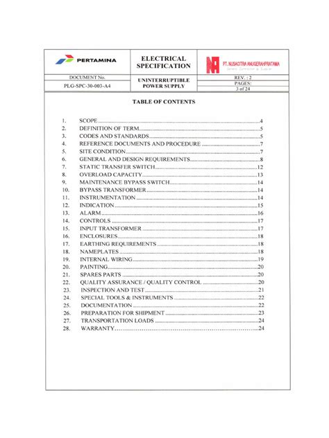 Specification For Ups Pdf