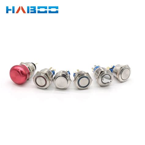 22mm Metal Push Button Switch Customizable Button Flat Head Self Reset Latching With Led Light