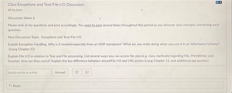 Solved Class Exceptions And Textfile Io Discussion