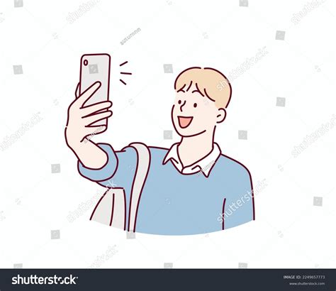 Happy Man Beaming Smile Making Selfie Stock Vector Royalty Free 2249657773 Shutterstock