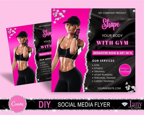Diy Gym Workout Flyer Fitness Flyer Canva Personal Trainer Template