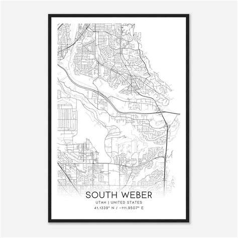 South Weber Utah Map Poster Modern Home Decor Wall Art Print Custom