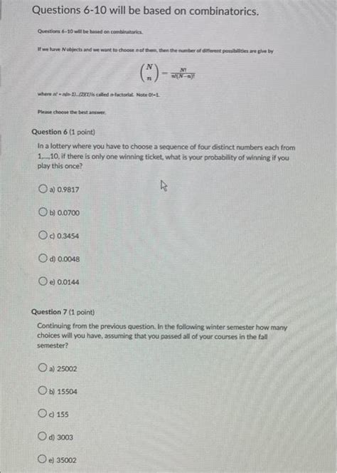 Solved Questions 6 10 Will Be Based On Combinatorics