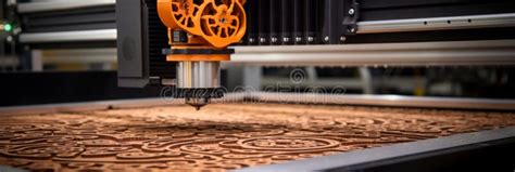 Precision Cnc Router Carving Detailed Design Into Wood Highlighting