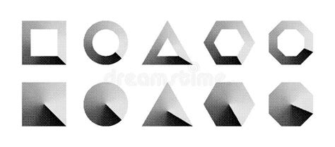 basic geometric shapes with bitmap dither clockwise gradient vector