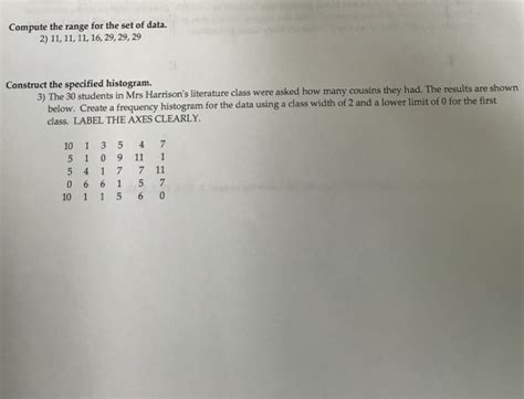 Solved Compute The Range For The Set Of Data 11 11 11