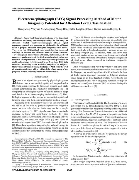 Pdf Electroencephalograph Eeg Signal Processing Method Of Motor Imaginary Potential For